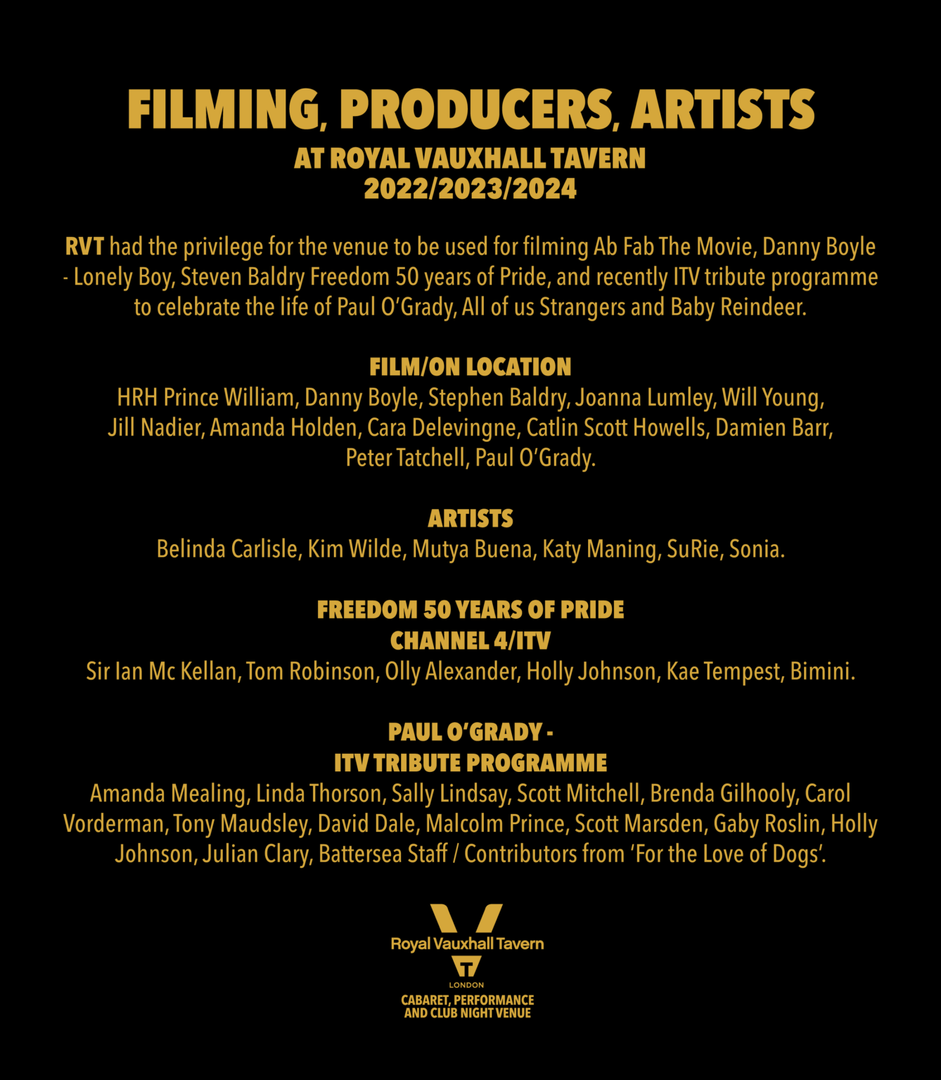 Filming, Producers, Artists